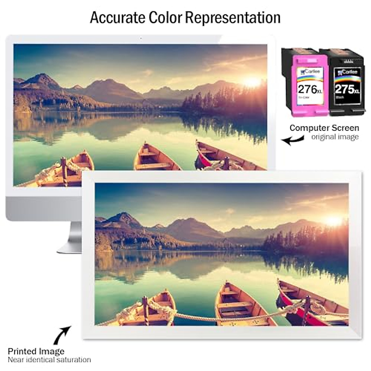 Cartlee Remanufactured Ink Cartridges Replacement for Canon 275 and 276 Ink Cartridges for Canon Ink 275xl 276 for Canon Pixma TS3522 Ink Cartridges for Canon TR4720 Ink Cartridges Printer Combo Pack