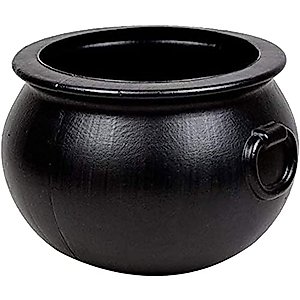 PMU Halloween 18 Inch Cauldron Plastic Bucket- Halloween Party Favors - Candy Holder for Kids - Perfect Kitchen & Home Decor, Black Pkg/1