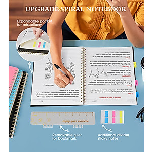 Spiral Notebook Journal 8.5” x 11”, A4 Large Notebooks for Women Men, College Ruled Lined Journal, 100 GSM Paper, Plastic Hardcover Spiral Bound Journals for Work School Note Taking Business, Black