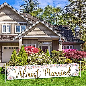 Almost Married Large Banner Sign,Wedding Rehearsal Dinner Decorations Supplies,Engagement Sign Celebrations Party Decor Supplies 9.8 x 1.6 Ft