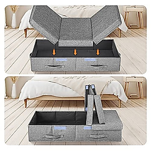 Anyoneer Under Bed Storage With Lids [Set of 2] Sturdy Sidewalls,Bottom with Panel Structure,Reinforced Handle, Labels Window Cards & a Pen - Grey