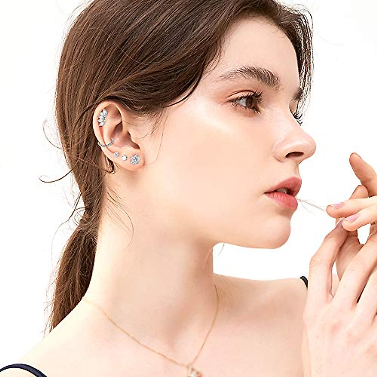 ORAZIO 17Pcs Cartilage Earrings For Women Surgical Steel Tragus Helix Daith Rook Conch Piercing Jewelry 16G Earrings