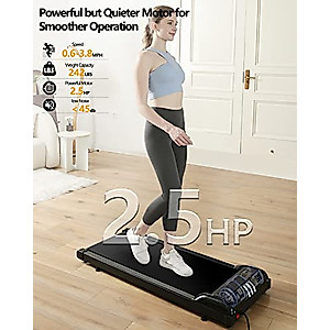 Under Desk Treadmill - 2 in 1 Walking Pad Treadmill of Compact Space, 2.5HP Quiet Desk Treadmill with Remote Control, LED Display, Portable Treadmill for Home Office…