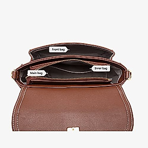 LOFFYMILLER Womens Shoulder Bag Genuine Leather Retro Snap Sling Handbag Satchel Bag for Woman (Red)