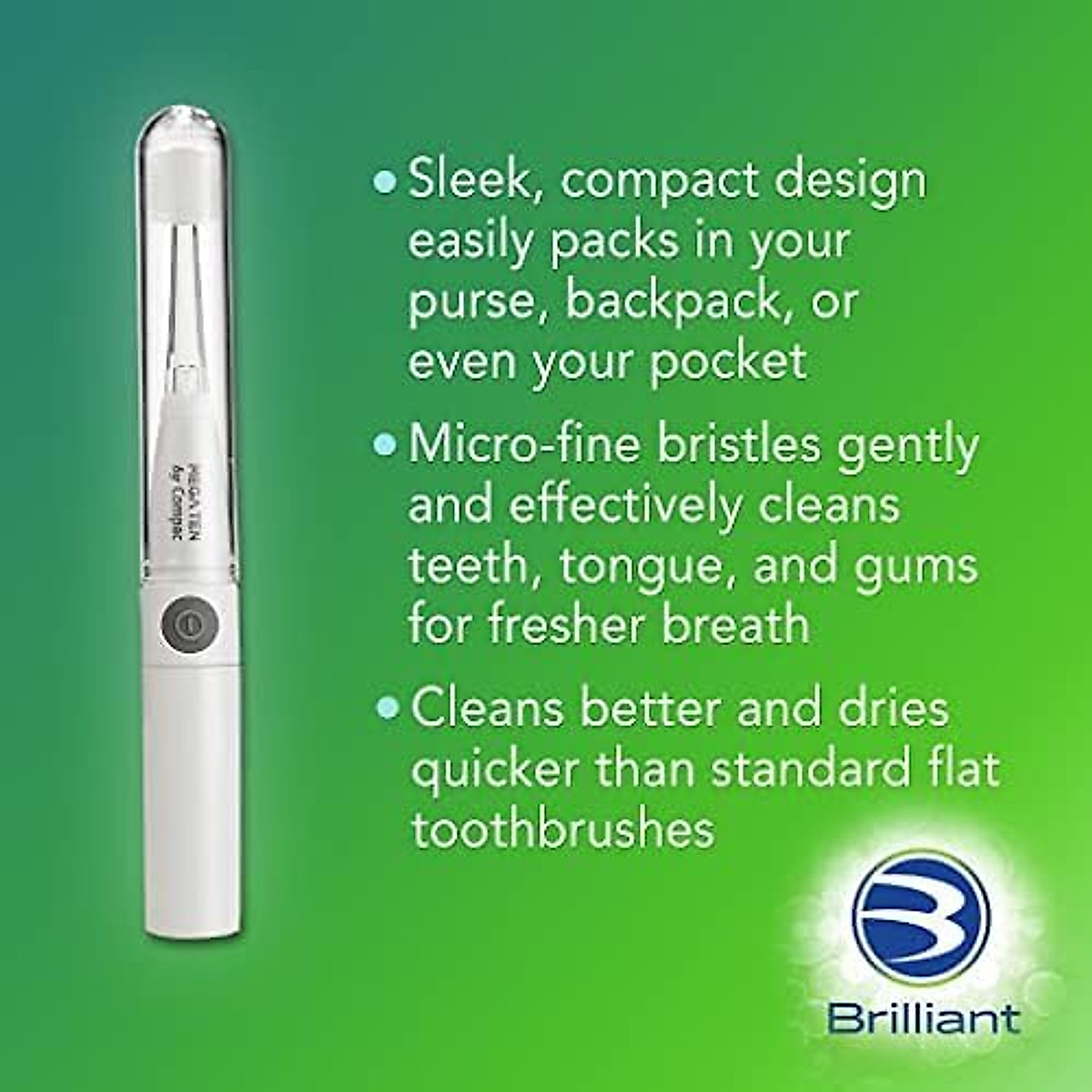 Brilliant Lumi 360 Round Head Travel Sonic Electric Toothbrush for Adults - Tooth Brush with LED Microfiber Bristles Gentle Sonic Technology for a Smile, Vibrating Toothbrush, 4 Brush Heads