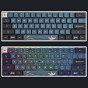 Mosptnspg Apollo XDA Keycaps 60 Percent, 83-Keys PBT Dye Sublimation Custom Key Cap Set for 61/68 Gaming Mechanical Keyboard