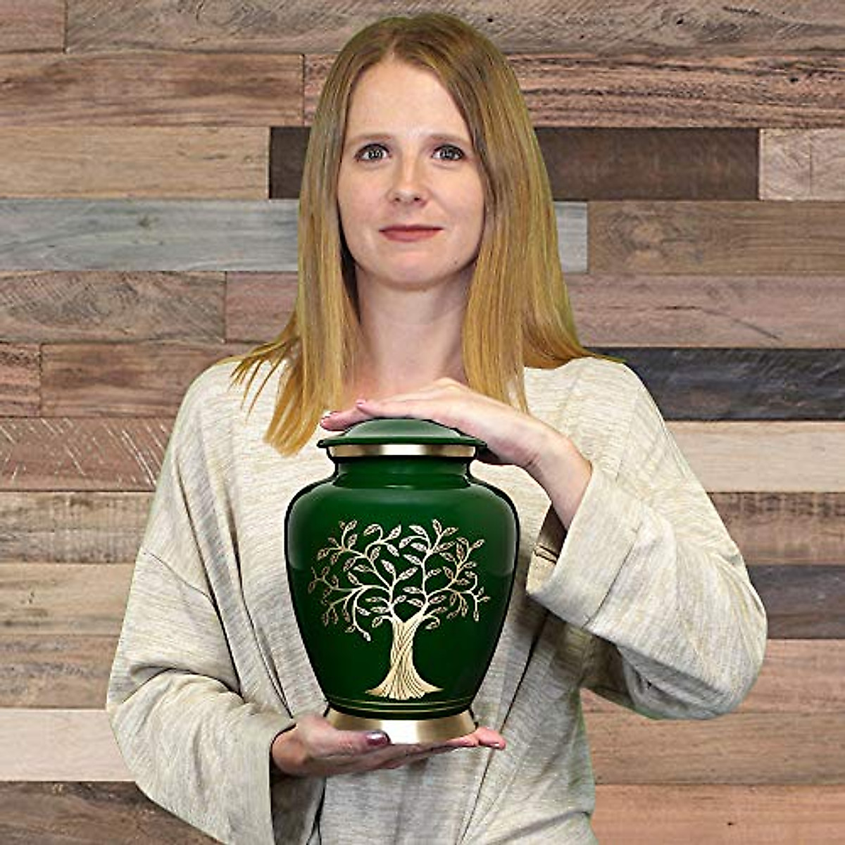 Trupoint Memorials Cremation Urns for Human Ashes - Decorative Urns, Urns for Human Ashes Female & Male, Urns for Ashes Adult Female, Funeral Urns - Dark Green, Large