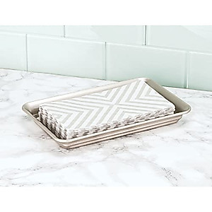 mDesign Metal Storage Organizer Tray for Bathroom Vanity Countertops, Closets, Dressers - Holder for Watches, Earrings, Makeup, Reading Glasses, Perfume, Guest Hand Towels, Satin