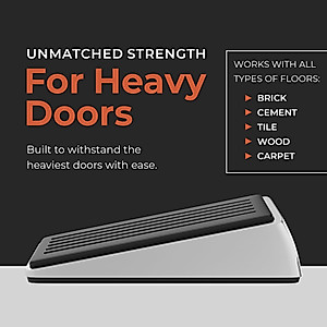 Architectural Hardware - Heavy Duty Zinc Door Stopper with Rubber Anti Scuff Grips (2 Pack) - Metal & Rubber Wedge Door Stoppers for Bottom of Door - Modern Door Stops - Doorstop Jam Door Wedge