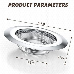 Sink Drain Strainer, Stainless Steel Mesh Sink Strainer, Anti-rust Kitchen Sink Strainer Food Catcher for Garbage Disposal with Large Wide Rim 4.4" Diameter, Pack of 4 (4)