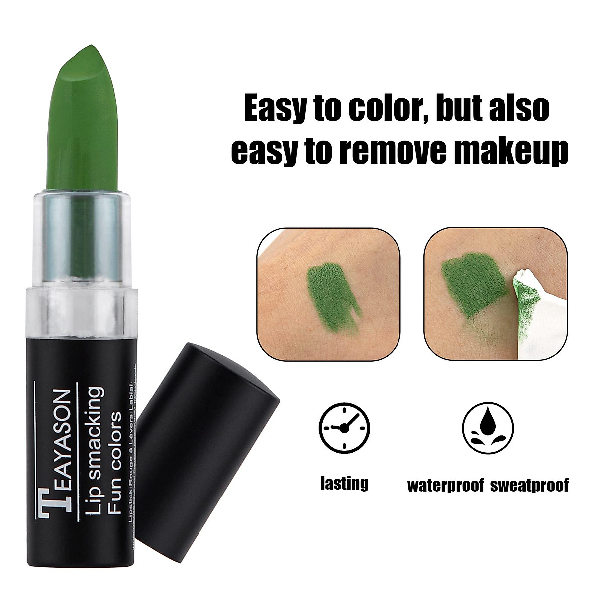 BowJian Green Eye Black Green Face Paint Stick Hunting Face Makeup Camo Face Body Paint Green Foundation Painted Eyes for SFX Clown Halloween Makeup Isplack Green Body Paint Eye Black Stick(Green)