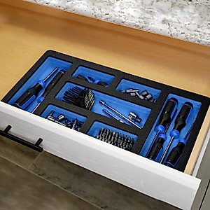 Polar Whale Tool Drawer Organizer Insert Blue and Black Durable Foam Strong Non-Slip Anti-Rattle Bin Holder Tray 20 x 10 Inches 7 Pockets Fits Craftsman Husky Kobalt Milwaukee and Many Others