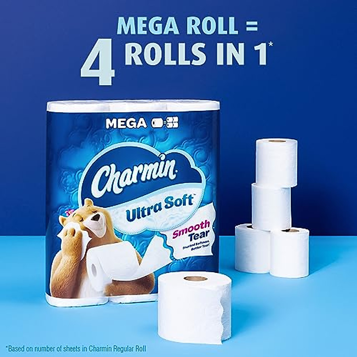 Charmin Ultra Soft Toilet Paper 6 Mega Rolls, 224 Sheets Per Roll, 1.5 pounds