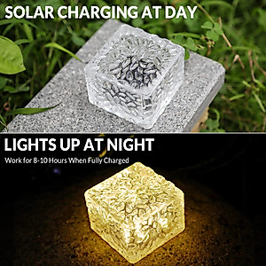 HOFLYW 6 Pack Solar Brick Lights Landscape Path Light Garden Decoration Yard Paver Road Lighting Recessed Paver for Garden, Pathway, Patio, Walkway Decor