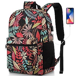 YAMTION Laptop Backpack Women,School Backpack Printing with USB Port for College Work Business Travel