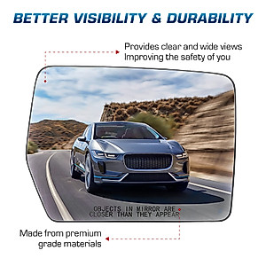 Youxmoto Driver Left and Passenger Right Side Heated Mirrors Glass Replacement, Fit for Ford F150 2011 2012 2013 2014 Side View Mirror Glass with Rear Holder, Fit for BL3Z-17K707-E + 4L3Z-17K707-DA