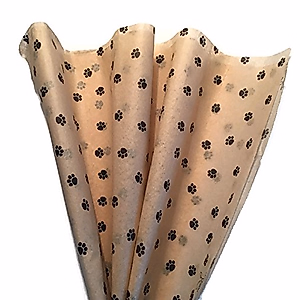 Printed Tissue Paper for Gift Wrapping with Design (Dog Paw Print - Tan), 24 Large Sheets (20x30)