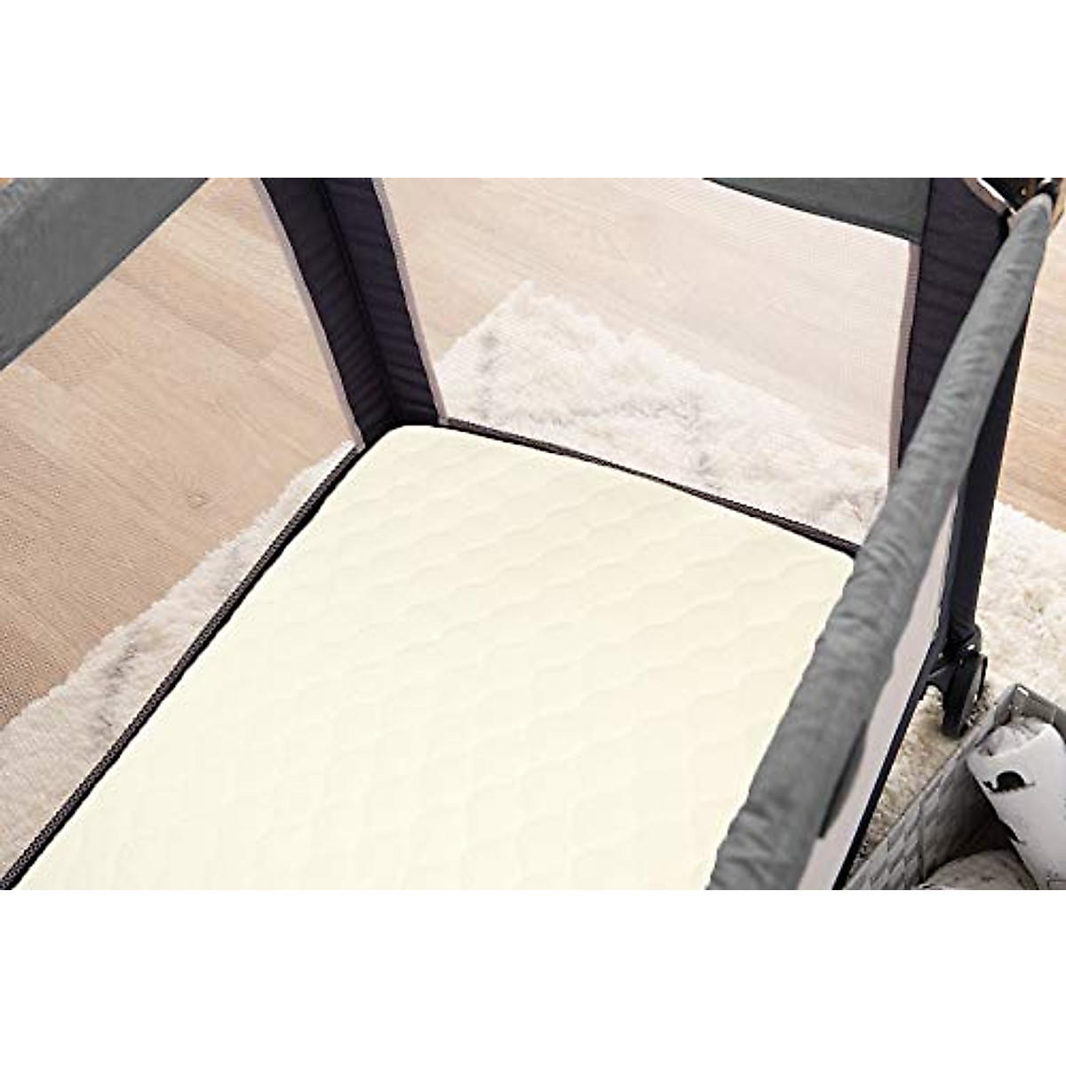 TL Care Waterproof Quilted Pack N Play Playard Size Fitted Mattress Cover Made with Organic Cotton Top Layer, Natural Color, 2 Pack