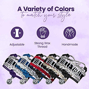Volleyball Bracelet- Ideal Gifts. Adjustable Charm Bracelet with Moveable Letters, Infinity Symbol & Silver Volleyball Charm. Fashionable Bracelet by SportyBella. (Purple)