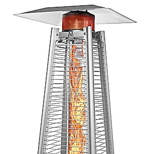 Casafield Outdoor Propane Patio Heater with Wheels, Stainless Steel - Modern Dancing Flame, Commercial & Residential, Uses Standard 20lb LP Gas Tank