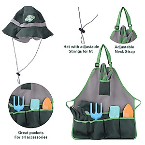 JOYIN Kids Gardening Tool Set Toy Includes Watering Can and Planter, Sun Hat, Gloves, Apron and Kids Gardening Kit Like Shovel, Rake and Trowel, Outdoor Play Gardening Gifts (Dinosaur)