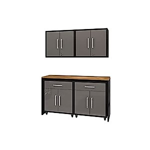 Manhattan Comfort Eiffel Garage Cabinets and Storage System, Set of 5, White