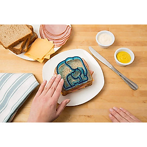 Sandwich Cutters for Kids, 4 pk - Cute Bread Crust & Cookie Cutters with Butterfly, Star, Dinosaur & Elephant - Great for School Lunches and Home Baking