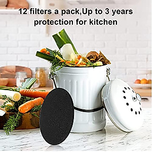 Compost Bin Kitchen Charcoal Filter 12 Pack, Extra Thick Charcoal Filters for Kitchen Compost Bins, Replacement Compost Filters for Countertop Bin