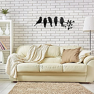 Ferraycle Metal Bird Wall Art Birds on the Branch Wall Decor Leaves with Birds Metal Sculpture Bird Silhouette Metal Ornament Branch Wall Hanging Sign for Balcony Garden Home Decor (Black)