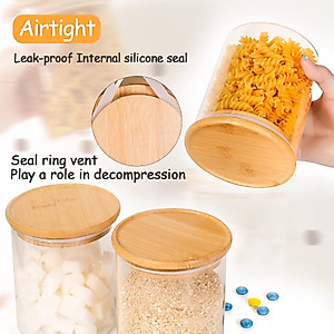 GoldArea 6 Pack Glass Jars, 24 oz Glass Food Storage Containers with Airtight Bamboo Lids, Spice, Cookie, Candy Jar, Canister Sets for Kitchen Counter, Containers for Pantry Organization and Storage