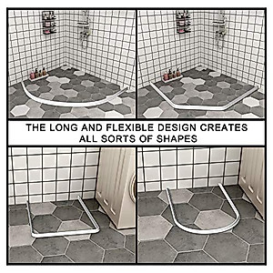 39 Inch Collapsible Threshold Water Dam for Shower Stall,Silicone Shower Barrier Keeps Water Inside Threshold,Bathroom Water Stopper,Flood Shower Barrier,Dry And Wet Separation