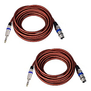 Yuyaokk 2Pcs 50 Feet Female XLR to 1/4 Inch TRS (6.35mm) Microphone Cables, XLR to Quarter inch Patch Cable, Unbalanced XLR Female to TRS Male Mic Cord Stereo Interconnect Cable