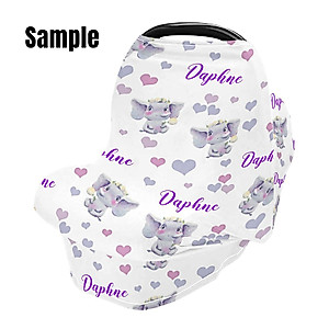 Personalized Black Bear Baby Car Seat Covers with Name, Custom Nursing Cover Breastfeeding for Babies, Carseat Canopy for Boys and Girls, Infant Stroller Cover, Breathable Carseats Cover