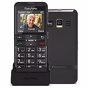 Easyfone Prime-A7 4G Big Button Cell Phone for Seniors | Easy-to-use | Clear Sound | 2.0'' HD Display | SOS Button w/GPS | Unlocked (T-Mobile & MVNOs) | 1500Mah Battery and Charging Dock (Black)