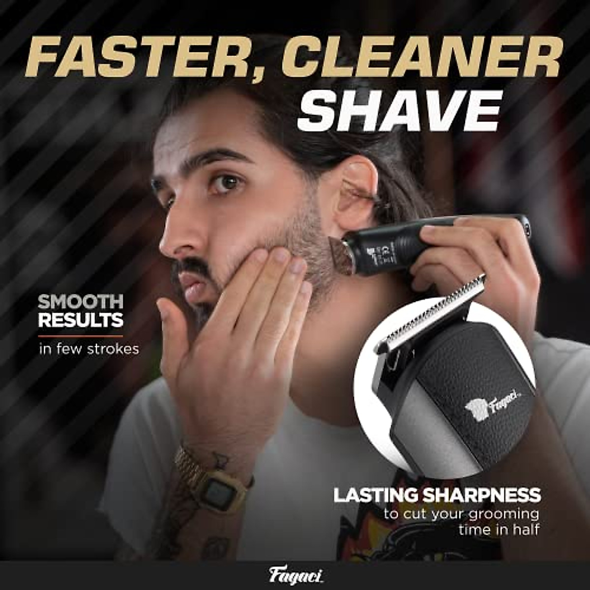 Fagaci Gentle with Skin 5 in 1 Hair Trimmer, Waterproof Ball Trimmer for Men with Turbo Speed, Quick Charge Body Hair Trimmer for Facial, Pubic, Groin, Electric Hair Beard Trimmer for Men Professional