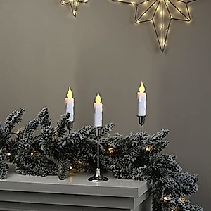 CVHOMEDECO. Flickering Taper Candles LED Drip Flameless Candles, Battery Operated with Timer, White, 4-3/4 Inch, Set of 6