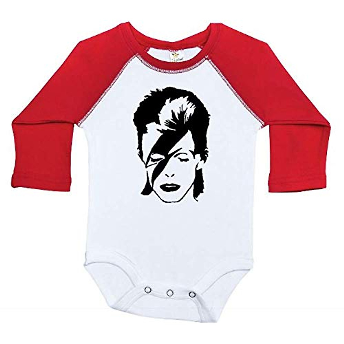 Ziggy Stardust Baby Outfit/Bowie/90's Punk Rock Raglan Onesie (3-6M, RED)