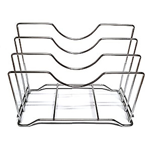 LENITH Cutting Board Rack Chopping Board Organizer Stand Holder Kitchen Countertop Pots Pan Lids Rack Organizer (Medium_Silver Color)