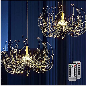 HEAGEERO Outdoor Battery Operated Chandelier 2 Pack,Firework Lights Starburst Light 180 LEDs,Ceiling Hanging Decorative for Party Christmas,Indoor Using