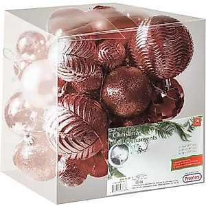 PREXTEX Champagne Christmas Ball Ornaments (36 pcs) - Shatterproof Xmas Tree Decorations with Hanging Loop in 6 Styles and 3 Sizes