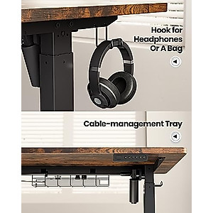 SIAGO Electric Standing Desk Adjustable - 48 x 24 Inch Sit Stand Desk with Cable Management - 3 Memory Preset Stand up Computer Table Desks for Home Office Work