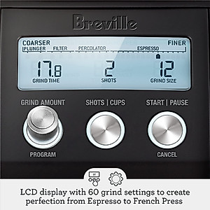 Breville Smart Grinder Pro Coffee Bean Grinder, BCG820BKSXL, Black Sesame