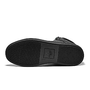 TRAVEL FOX Men's Jay Black/Green Nappa Leather Round Toe Lace-Up High-Top Sneakers 9.5 US