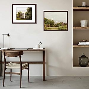 Frametory, 16x20 Picture Frame with Mat for 11x14 Picture- - High Definition Glass Wide Molding - Preinstalled Wall Mounting Hardware (Brown, 2 Pack)