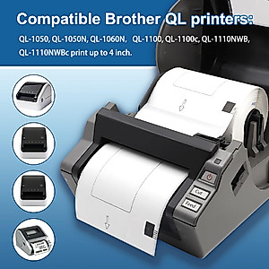 Label KINGDOM Replace for DK-1241 Die-Cut 4" x 6" Large Shipping Paper Label (102 mm x 151 mm) 200/ Roll DK Adress Labels for Brother QL-1100 (6 Roll + 1 Detachable Frame)