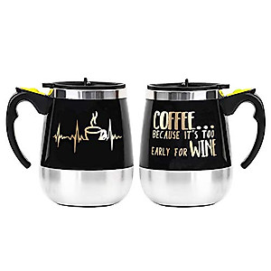 BINE Self Stirring Mug Auto Self Mixing Stainless Steel Cup for Coffee/Tea/Hot Chocolate/Milk Mug for Office/Kitchen/Travel/Home -450ml/14oz