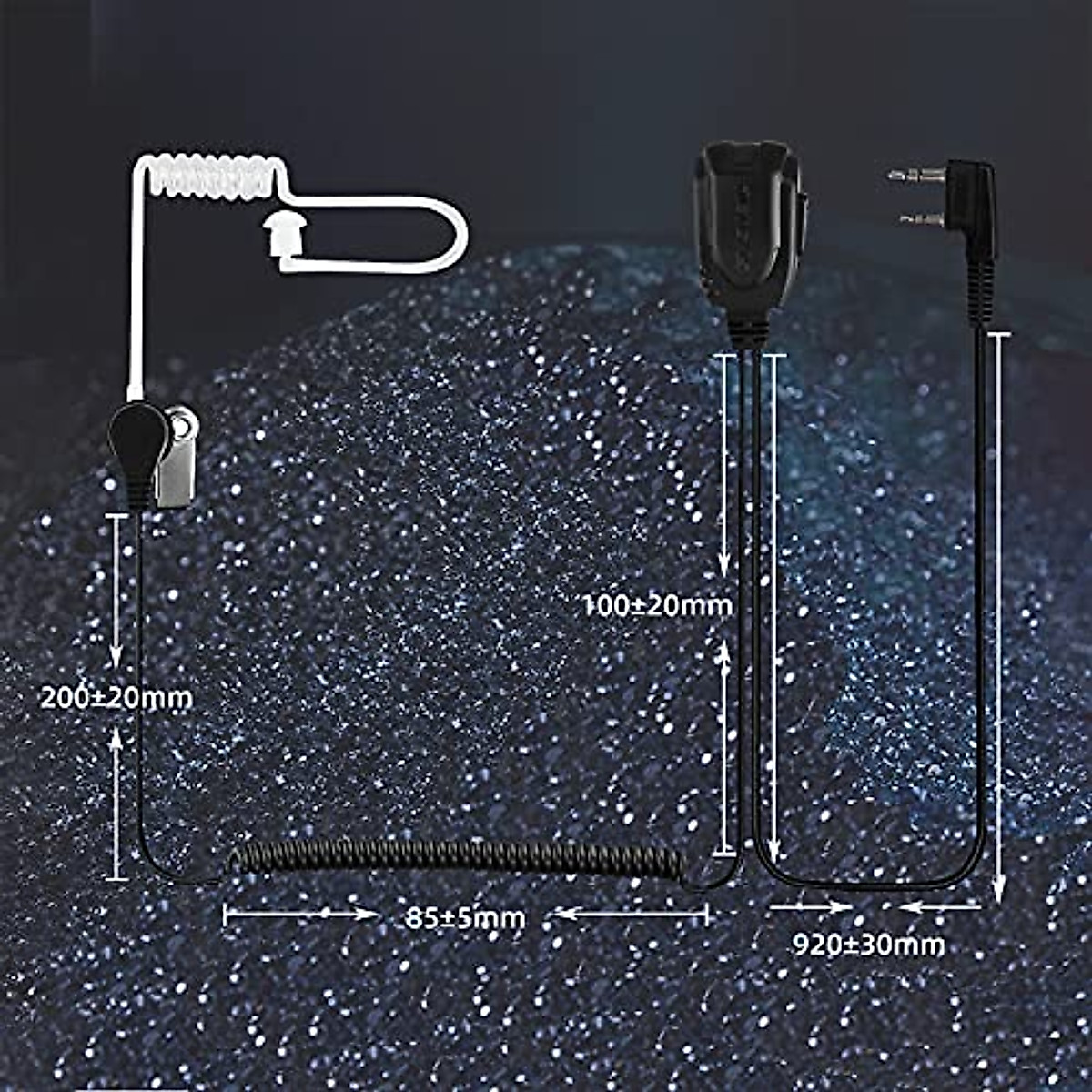 Retevis Acoustic Tube Earpiece for 2 Way Radio, Earpiece with Coil Tube, Compatible RT22 RT21 H-777 H-777S RB29 RT27 Two Way Radios, Security Headset for Walkie Talkie with Mic(1 Pack)