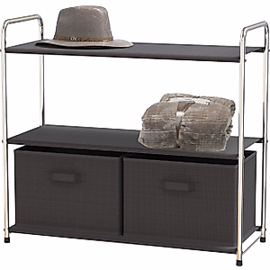 Simple Houseware 3-Tier Closet Storage with 2 Drawers, Dark Grey