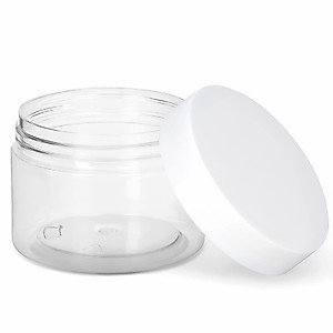 12 Pack 4 oz Small Plastic Containers with Lids and Labels, Clear Round Empty Jars Refillable Cosmetic Jars for Body Butter, Lotion, Body Scrub and Face Cream