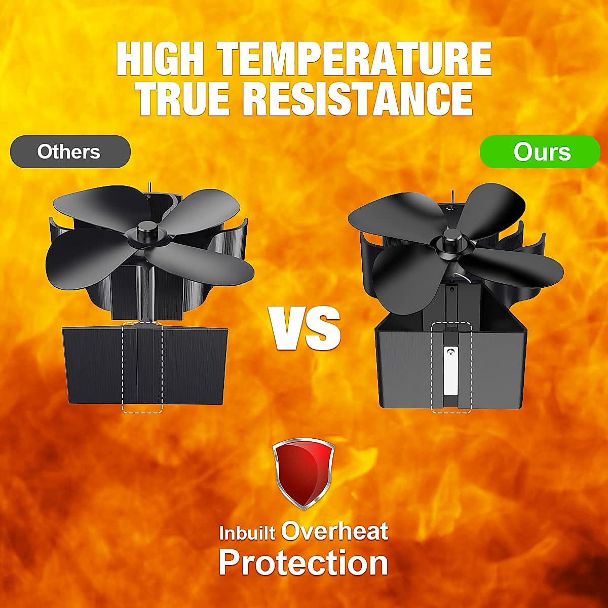 Upgrade 4 Blades Heat Powered Stove Fireplace Fan for Home Wood Log Burning Fireplace Circulating Warm Air Saving Fuel Efficiently